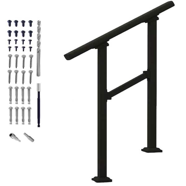 36 in. Black Metal Decorative Step Support Trellis, Adjustable Outdoor ...