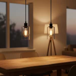 YANSUN 3-Light Cluster Black Glass Pendant Lights, Water Ripple Round ...