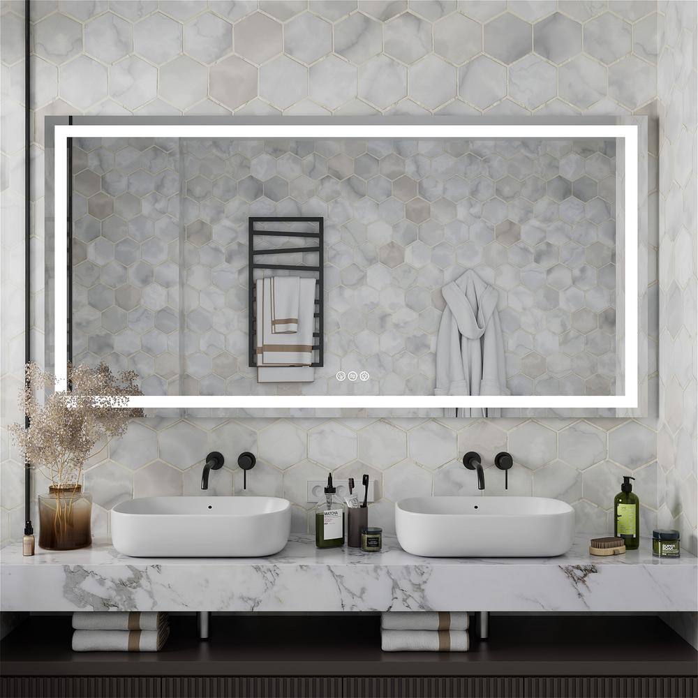 INSTER Ethereal 72 in. W x 36 in. H Rectangular Frameless LED Mirror ...