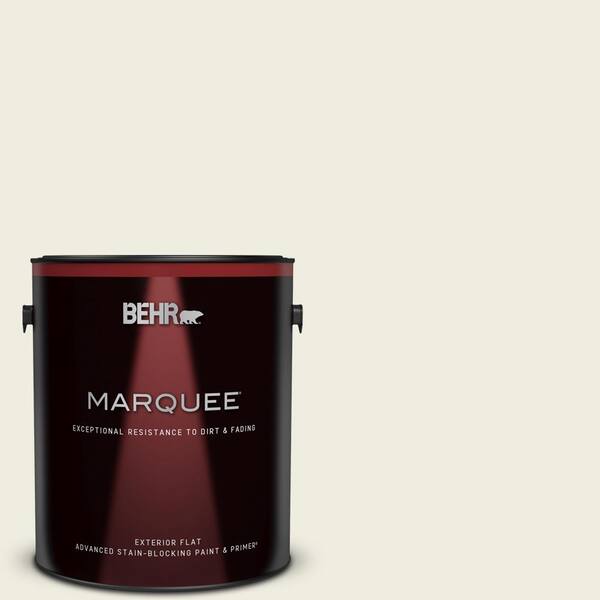 BEHR MARQUEE 1 gal. #GR-W09 Snowfall White Flat Exterior Paint & Primer ...
