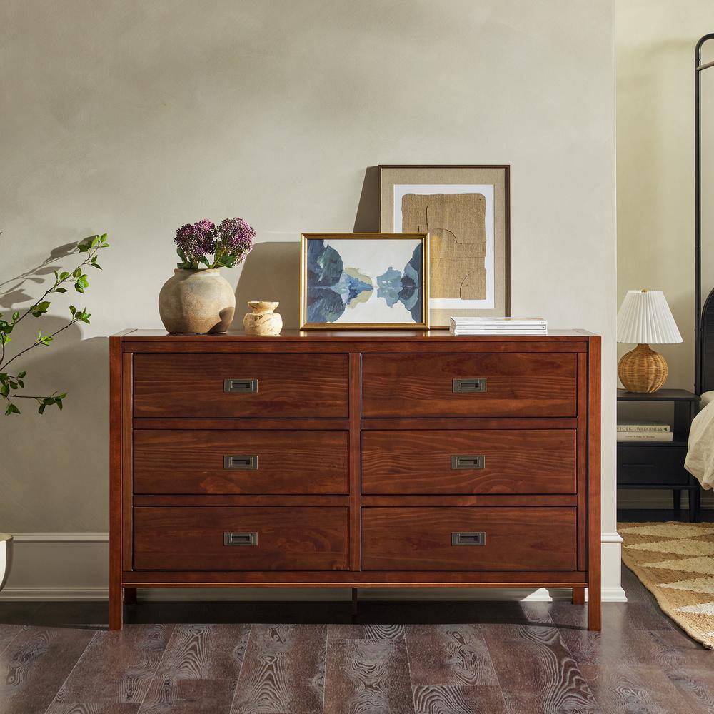 Reviews for Walker Edison Furniture Company Modern Farmhouse Walnut 6 ...