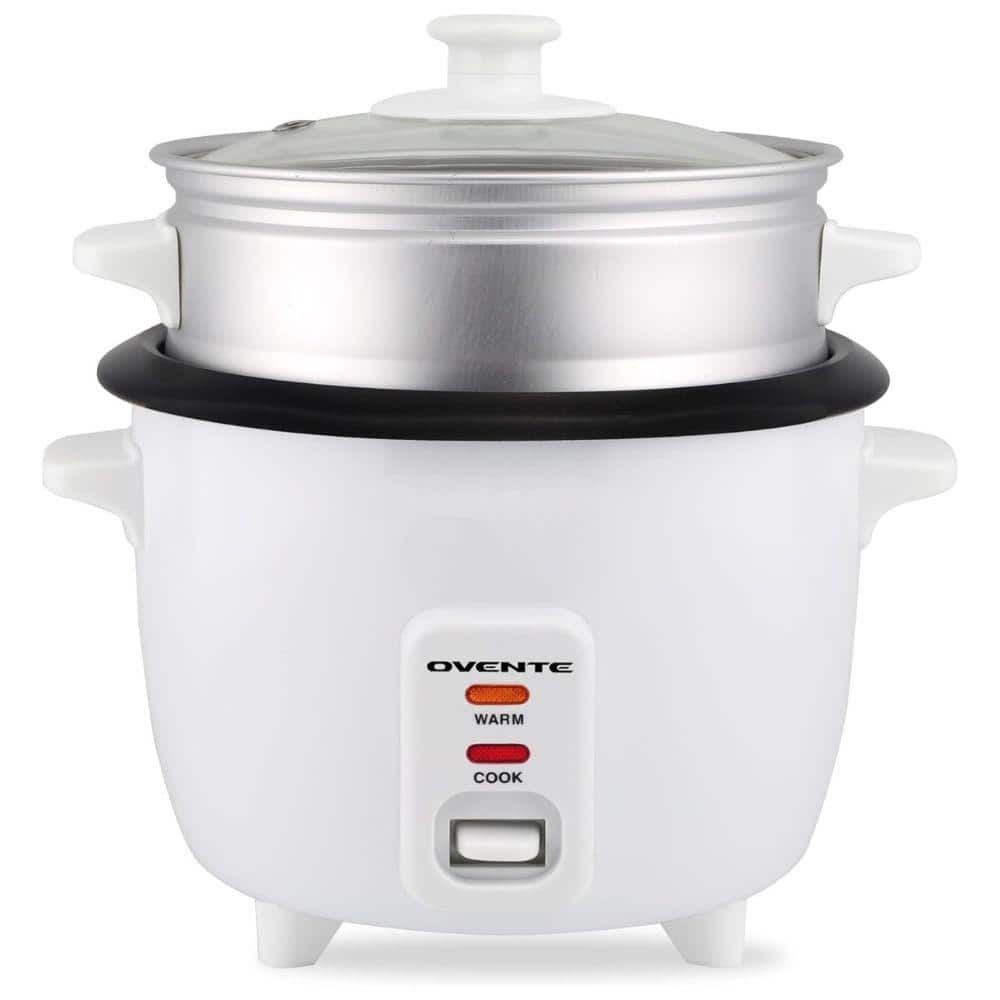 OVENTE White 10 Cups Electric Rice Cooker with Food Steamer Basket ...