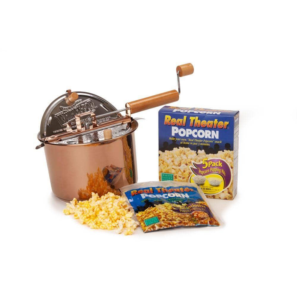 Whirley Pop 6 qt. Copper Plated Stainless Steel Stovetop Popcorn Popper ...