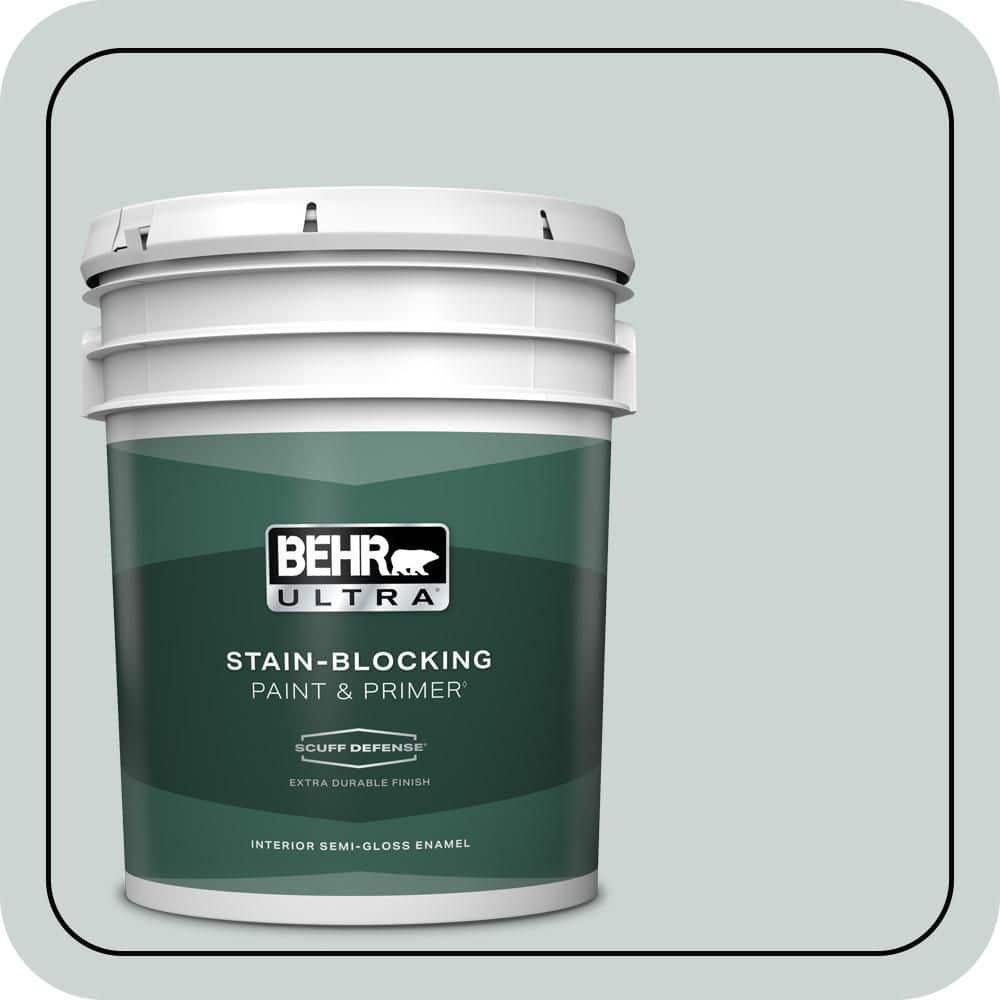 BEHR ULTRA 5 gal. #ECC-34-1 Pacific Mist Extra Durable Semi-Gloss ...