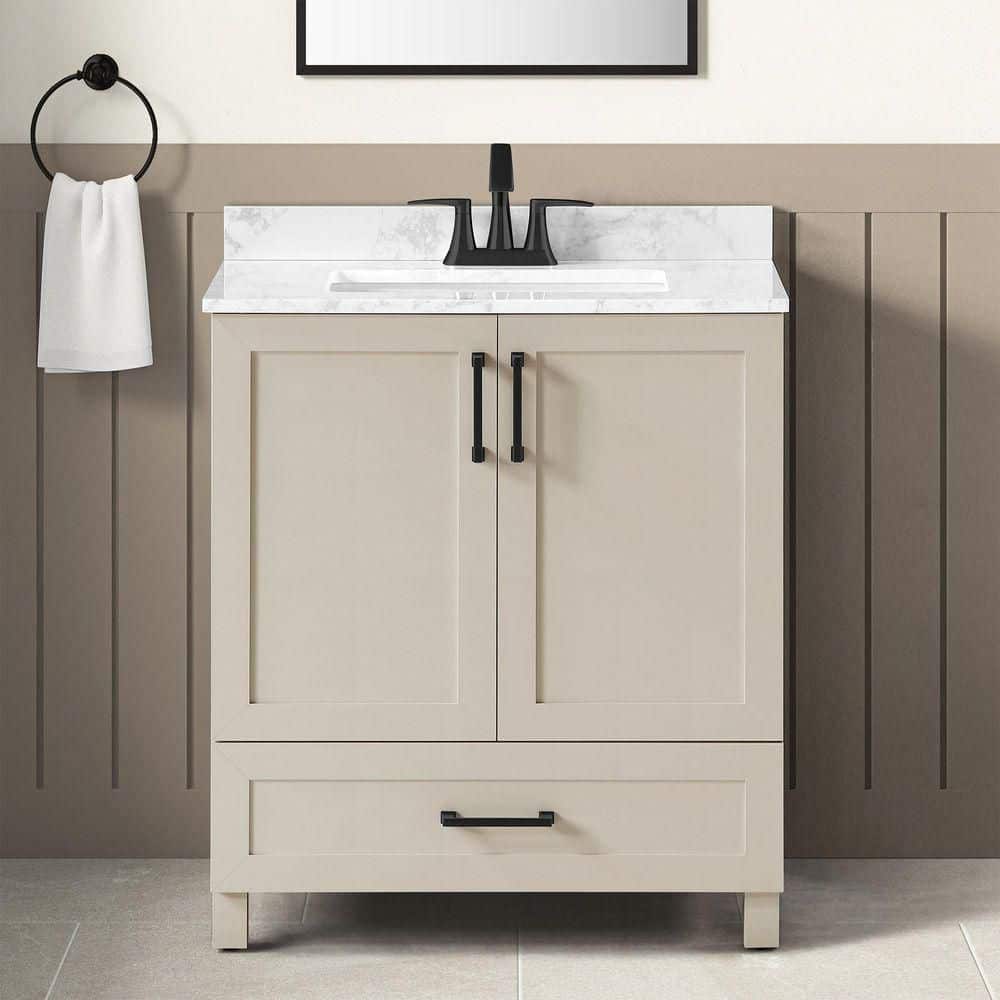 Glacier Bay Tobana 30 in. Single Sink Freestanding Beige Bath Vanity ...