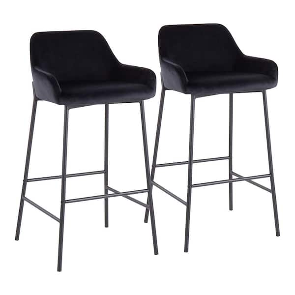 Lumisource Daniella 38 in. Fixed Height Black Velvet and Black Steel ...