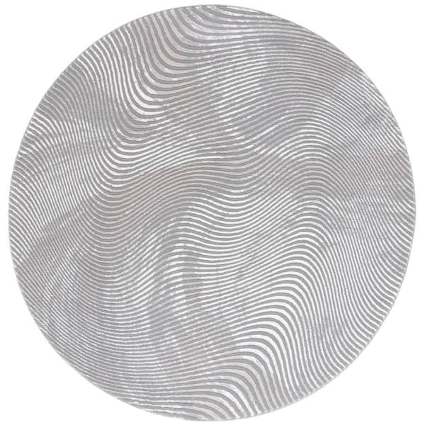 SAFAVIEH Revive 7 ft. x 7 ft. Gray Solid Abstract Swirl Round Area Rug ...
