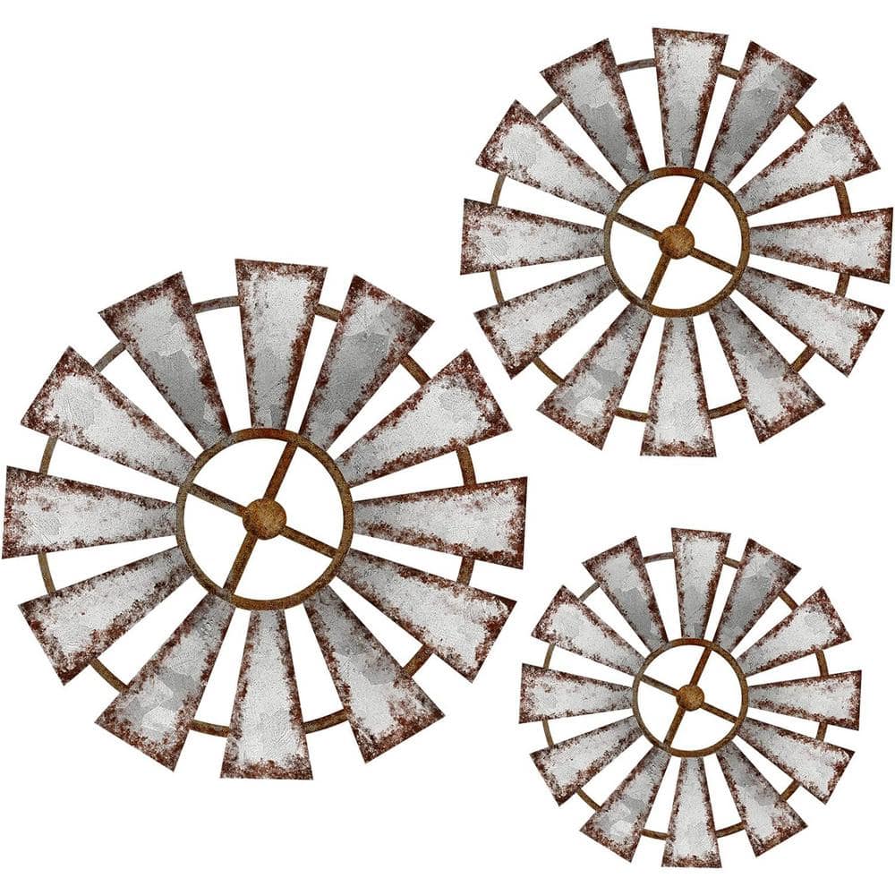 Afoxsos 3-Piece Wood Windmill Wall Decor Rustic Wall Decor Kitchen ...