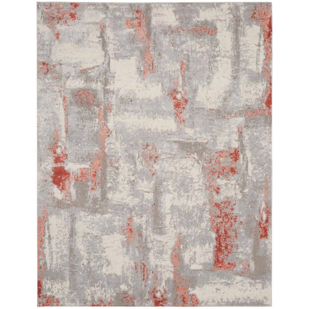Nourison Elation Grey Brick 8 ft. x 10 ft. All-Over Design Contemporary ...