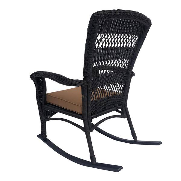 Northlight 42 Dark Brown Resin Wicker Rocker Chair with Cushion