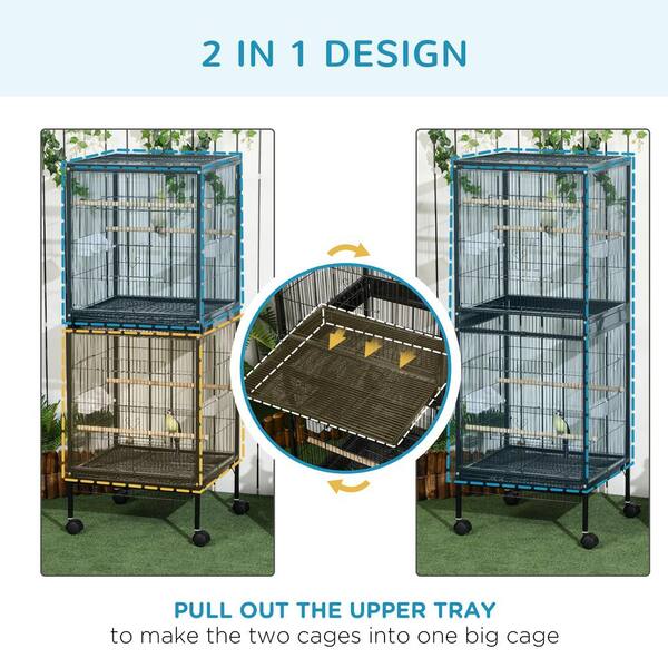 Finch Bird Cages Yaheetech 21'' Double Stack Breeder Bird Cage For