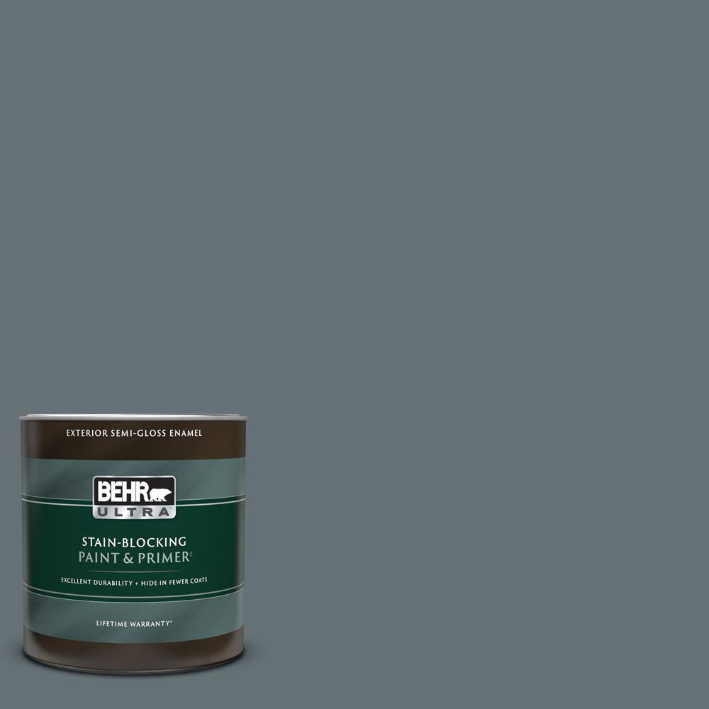BEHR ULTRA 1 qt. #740F-5 Myth Semi-Gloss Enamel Exterior Paint & Primer ...