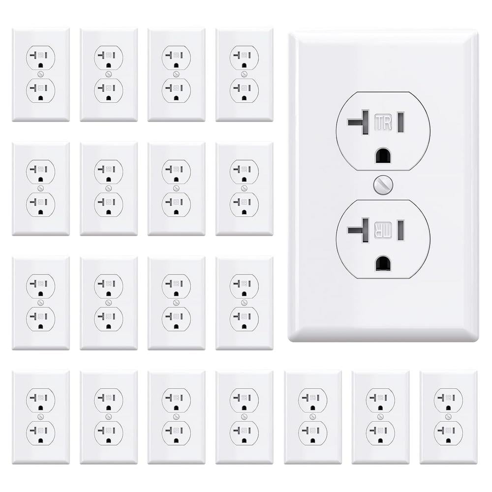Lukyamzn 20A Duplex Electrical Receptacle Outlet with Self-Grounding ...