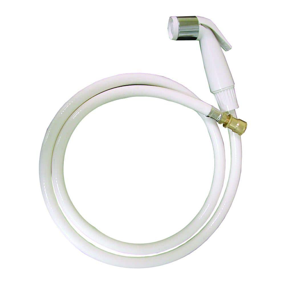 JONES STEPHENS Kitchen Hose and Sprayer in White with Chrome Sleeve ...