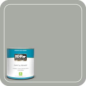 BEHR PREMIUM PLUS 1 qt. #ECC-35-1 Silver Clouds Satin Enamel Exterior ...