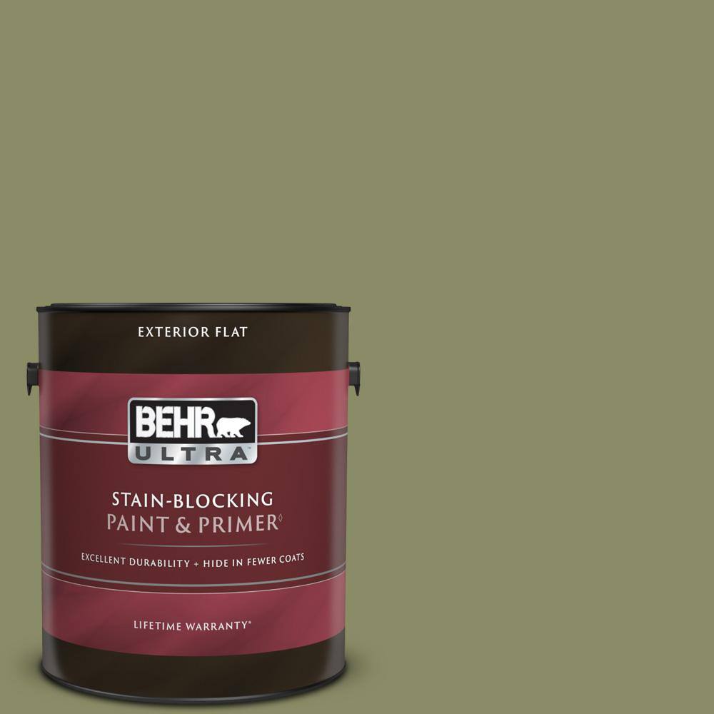 BEHR ULTRA 1 gal. #S370-5 Pesto Paste Flat Exterior Paint & Primer ...
