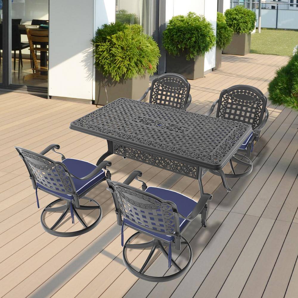 Willit Vintage 5-Piece Cast Aluminum Patio Outdoor Dining Set with ...