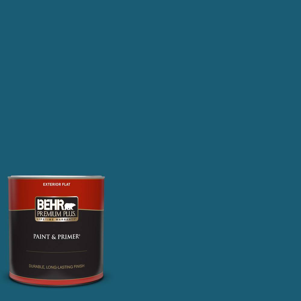 BEHR PREMIUM PLUS 1 qt. #540D-7 Deep Blue Sea Flat Exterior Paint ...