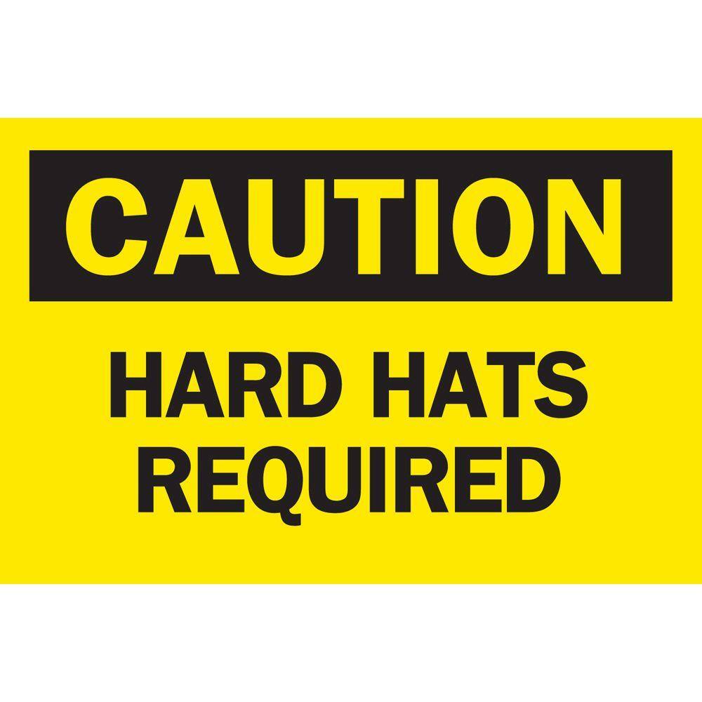 Brady 10 in. x 14 in. Plastic Caution Hard Hats Required OSHA Safety ...
