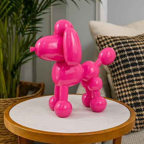 Benjara Bright Pink 6.75 in. x 11.5 in. Resin Balloon Dog Accent Decor ...