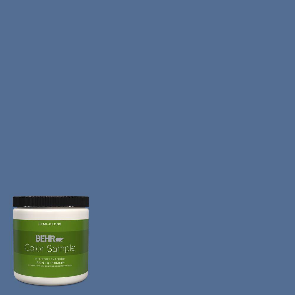 BEHR PREMIUM PLUS 8 oz. #M530-6 Charter Blue Semi-Gloss Interior ...