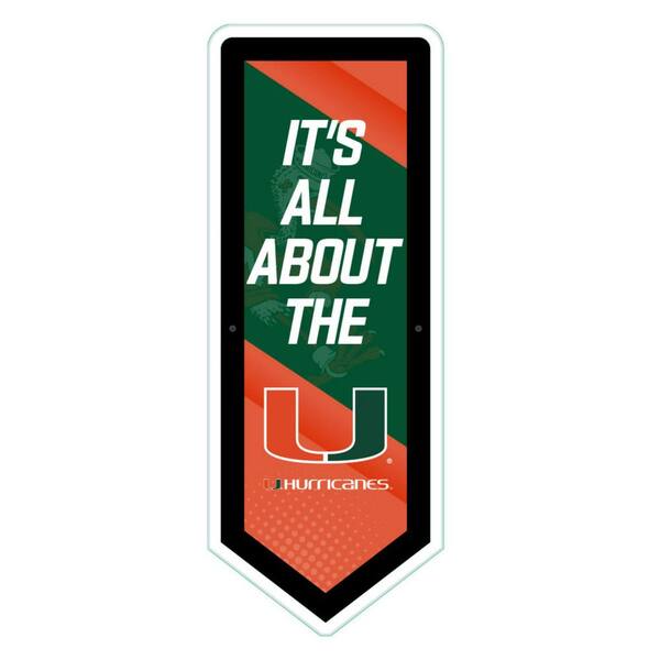 Evergreen University of Miami Pennant 9 in. x 23 in. Plug-in LED ...