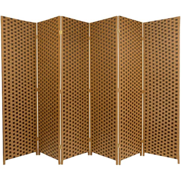 RED LANTERN 6 ft. Brown 2-Tone Woven Fiber 6-Panel Room Divider ...