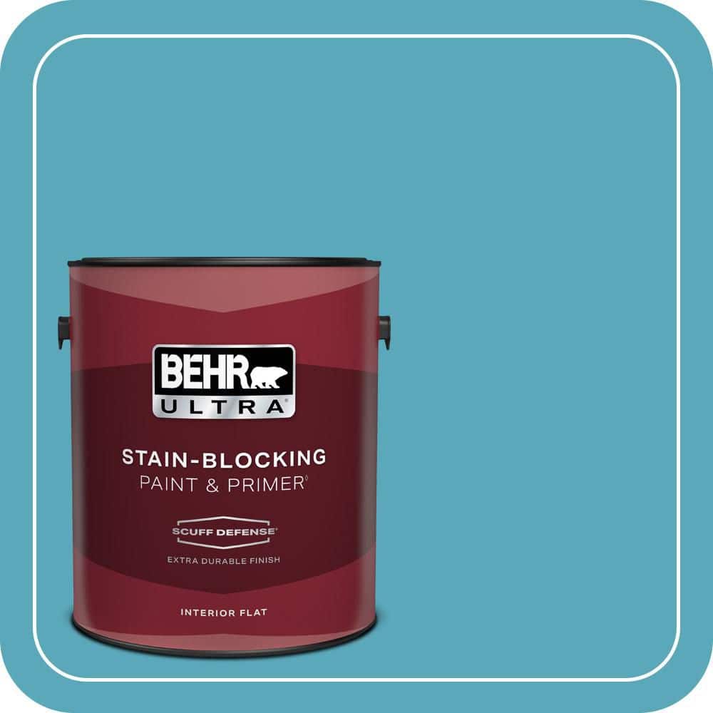 BEHR ULTRA 1 gal. #T15-11 Sonic Blue Extra Durable Flat Interior Paint ...