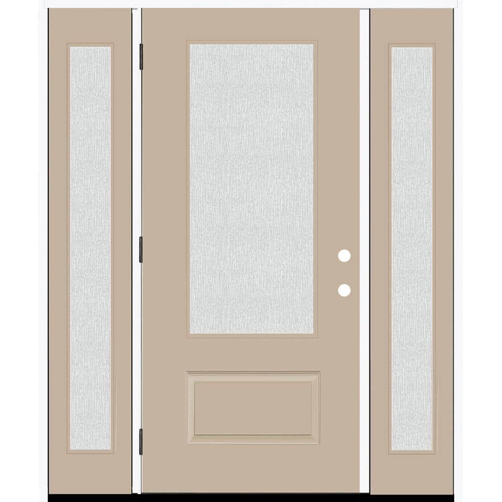 Steves & Sons Legacy 68 in. W. x 80 in. 3/4 Lite Rain Glass RHOS Primed ...