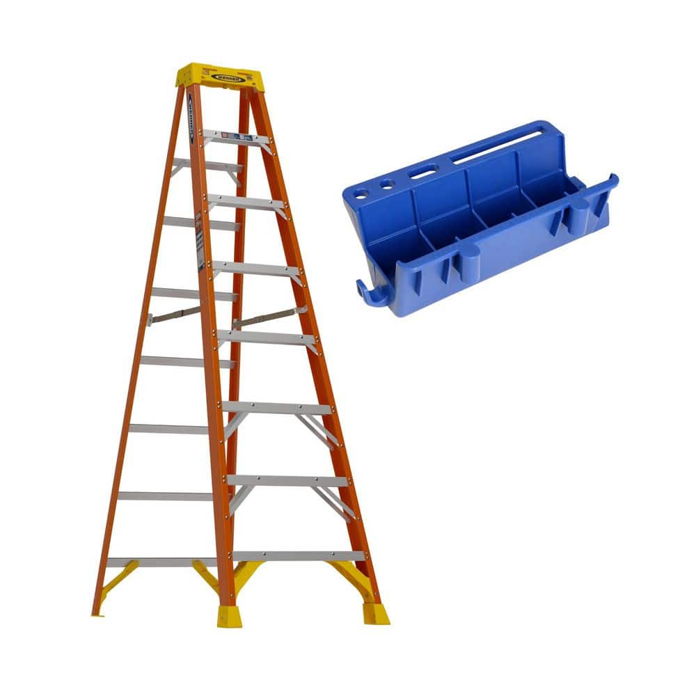 Werner 8 ft. Fiberglass Step Ladder with 300 lb. Load Capacity Type IA ...