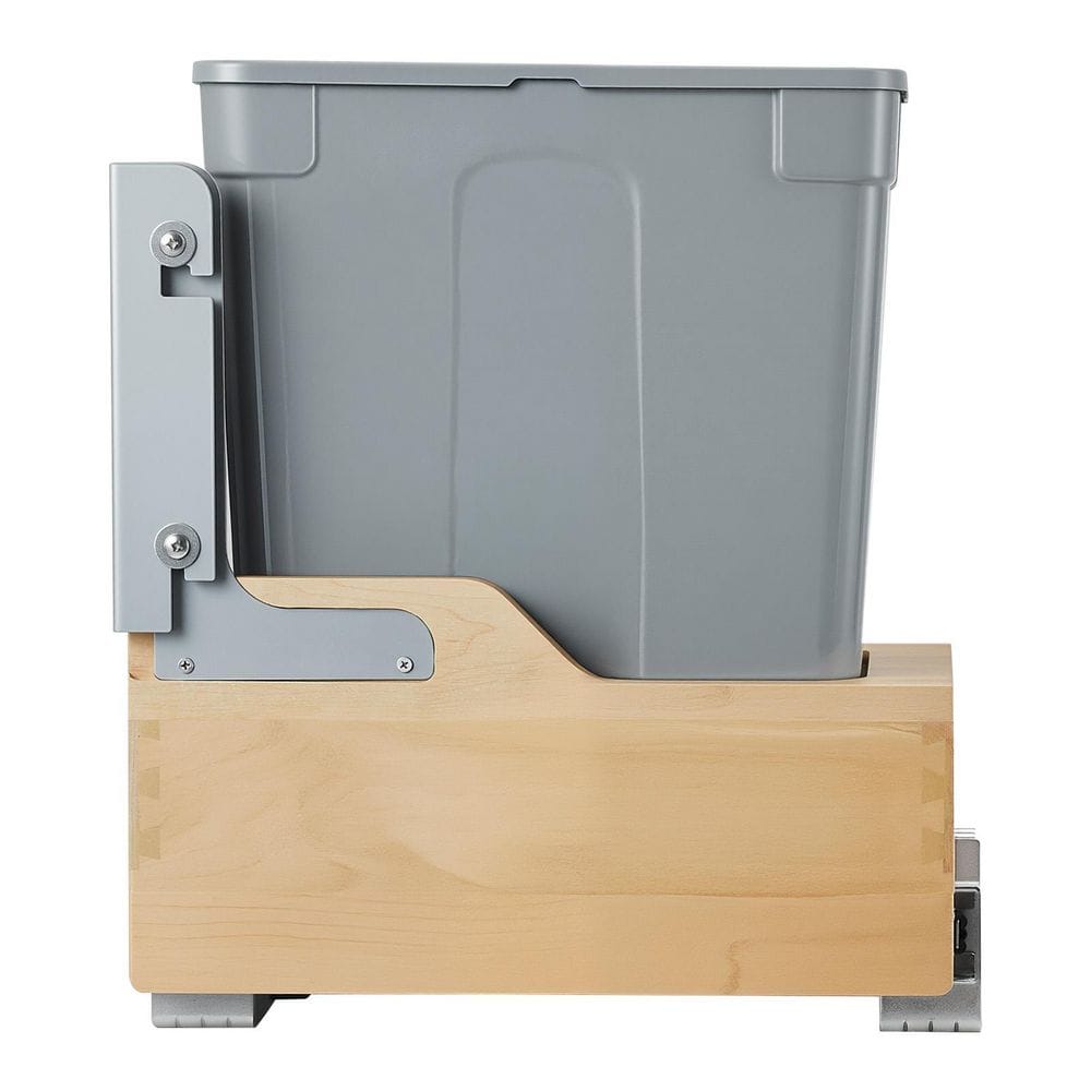 SKYSHALO Wood Cabinet Trash Can Pullout 35 qt., Heavy Duty Soft Close ...