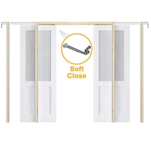 ARK DESIGN 30 in. x 80 in. 1/2-Lite Frosted Glass White Primed Wood ...