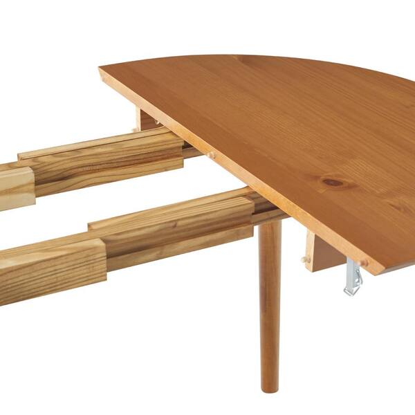 Mid Century Modern Oval Caramel Solid Wood 40 60 in. Extendable 4 Legs Dining Table Seats 6