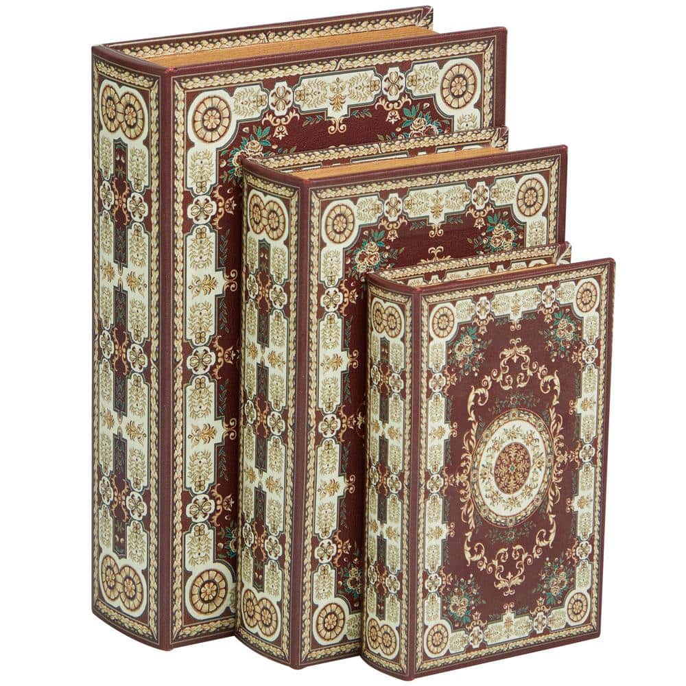 Litton Lane Rectangle Canvas Storage Book Box with Arabesque Pattern ...