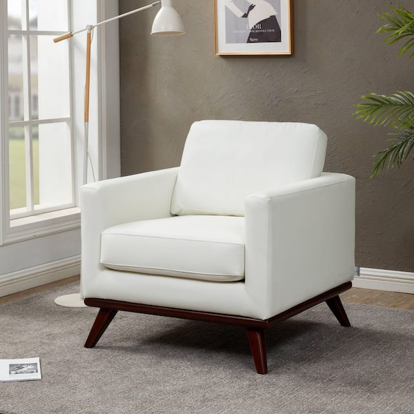 Leisuremod Chester Leather Accent Arm Chair with Removable Cushions ...