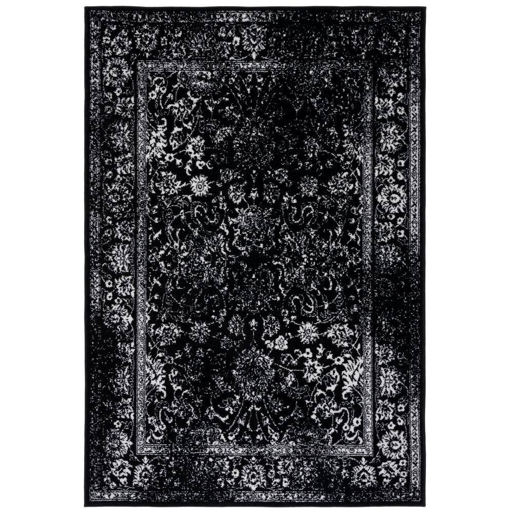 SAFAVIEH Adirondack 3 ft. x 4 ft. Black/Ivory Border Distressed Area ...