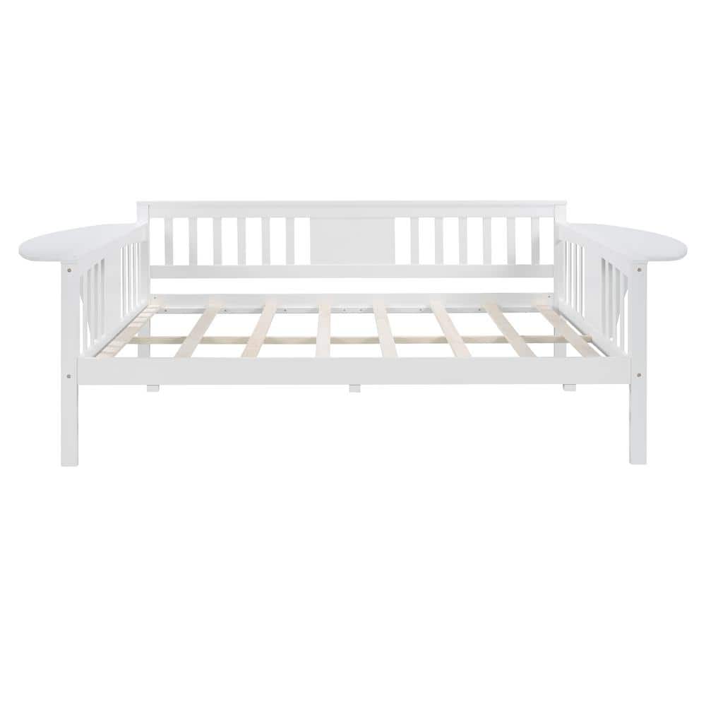 ANBAZAR White Full Size Wood Daybed with Small Stables, Solid Wood ...