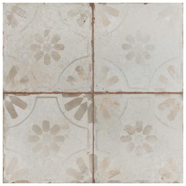 Merola Tile Kings Blume White 9 in. x 9 in. Ceramic Floor and Wall Take ...