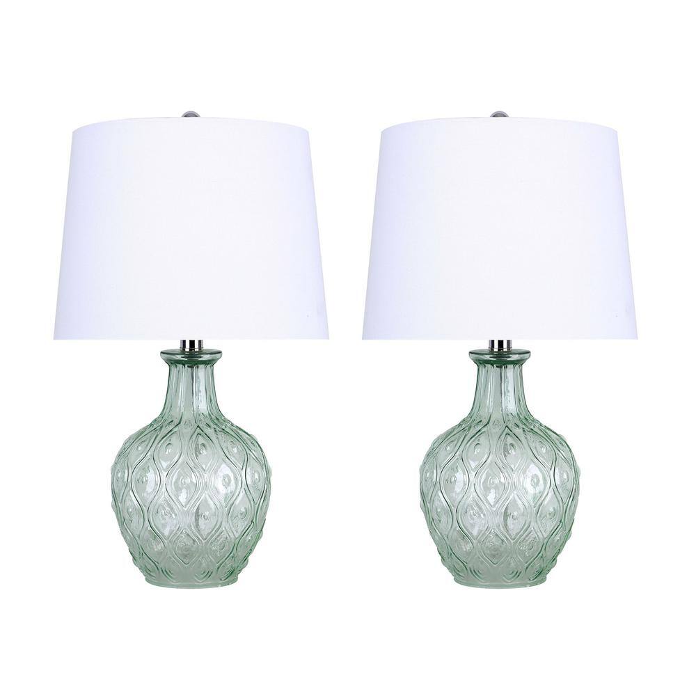 GRANDVIEW GALLERY 20.5 in. Recycled Glass Table Lamp with Patterned ...