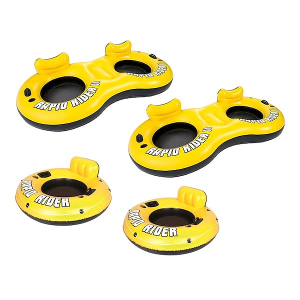 Bestway Rapid Rider 95 in. Inflatable 2-Person Raft (2-Pack) and Single ...