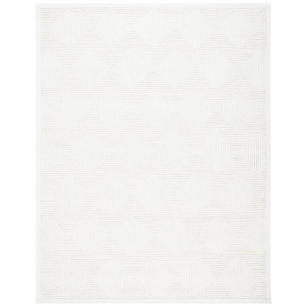 SAFAVIEH Textural Ivory 9 ft. x 12 ft. Geometric Solid Color Area Rug ...