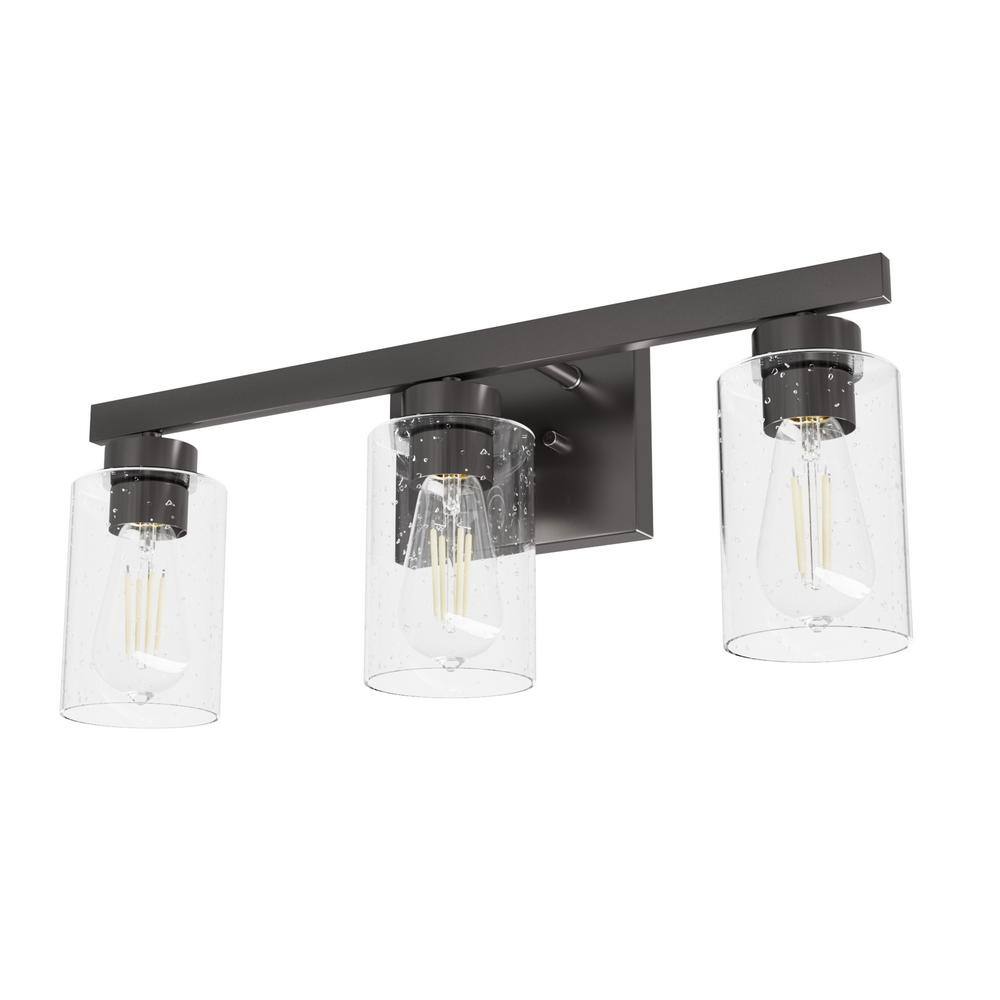Hunter Hartland 13 in. 3-Light Noble Bronze Vanity Light with Clear ...