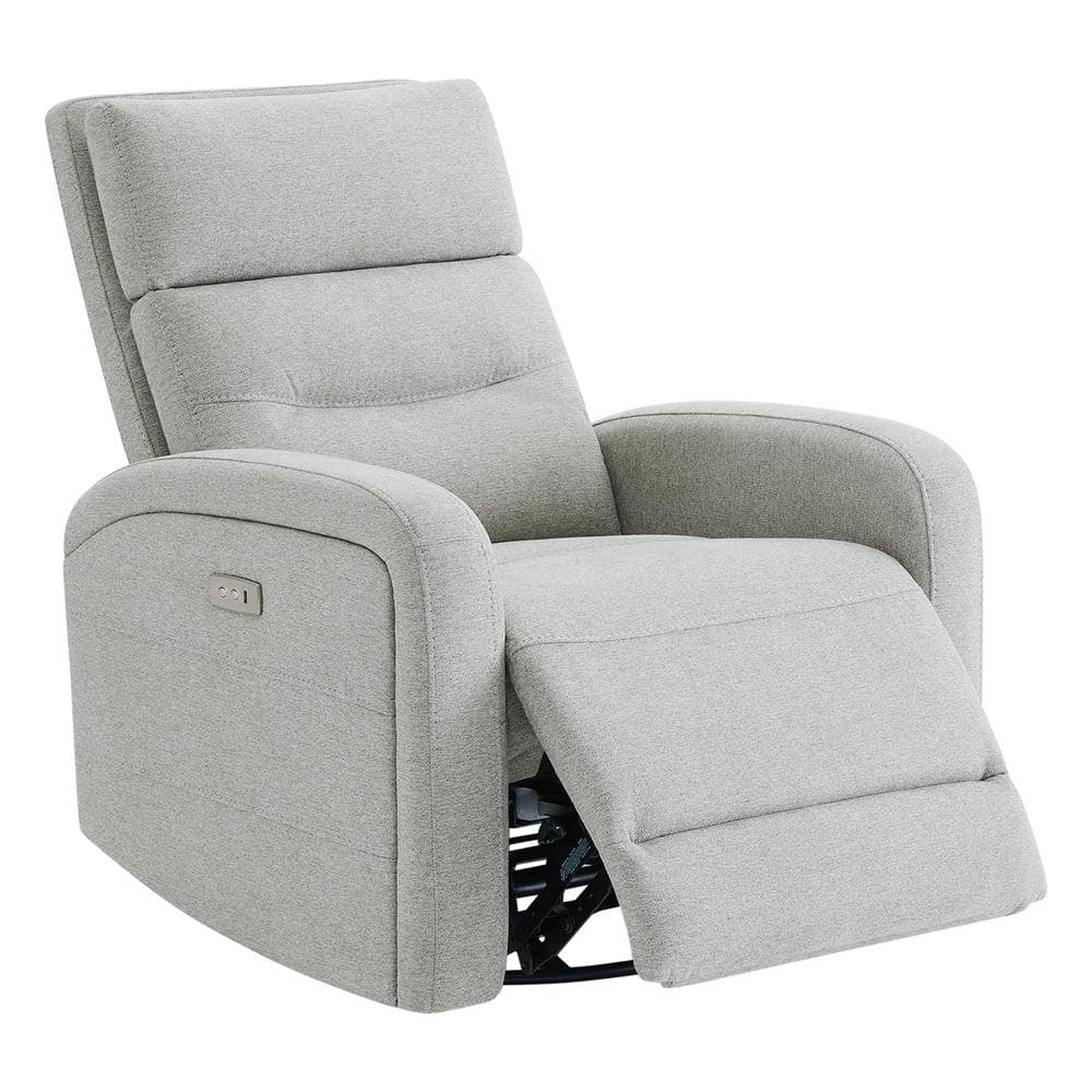 Spruce & Spring Eulalia Gray Fabric Power Swivel Rocker Recliner with ...
