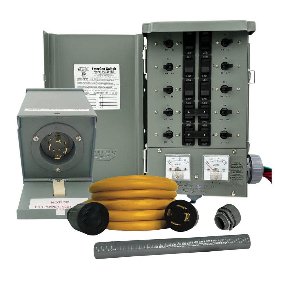Connecticut Electric 30 Amp 10-Circuit G2 Manual Transfer Switch Kit ...