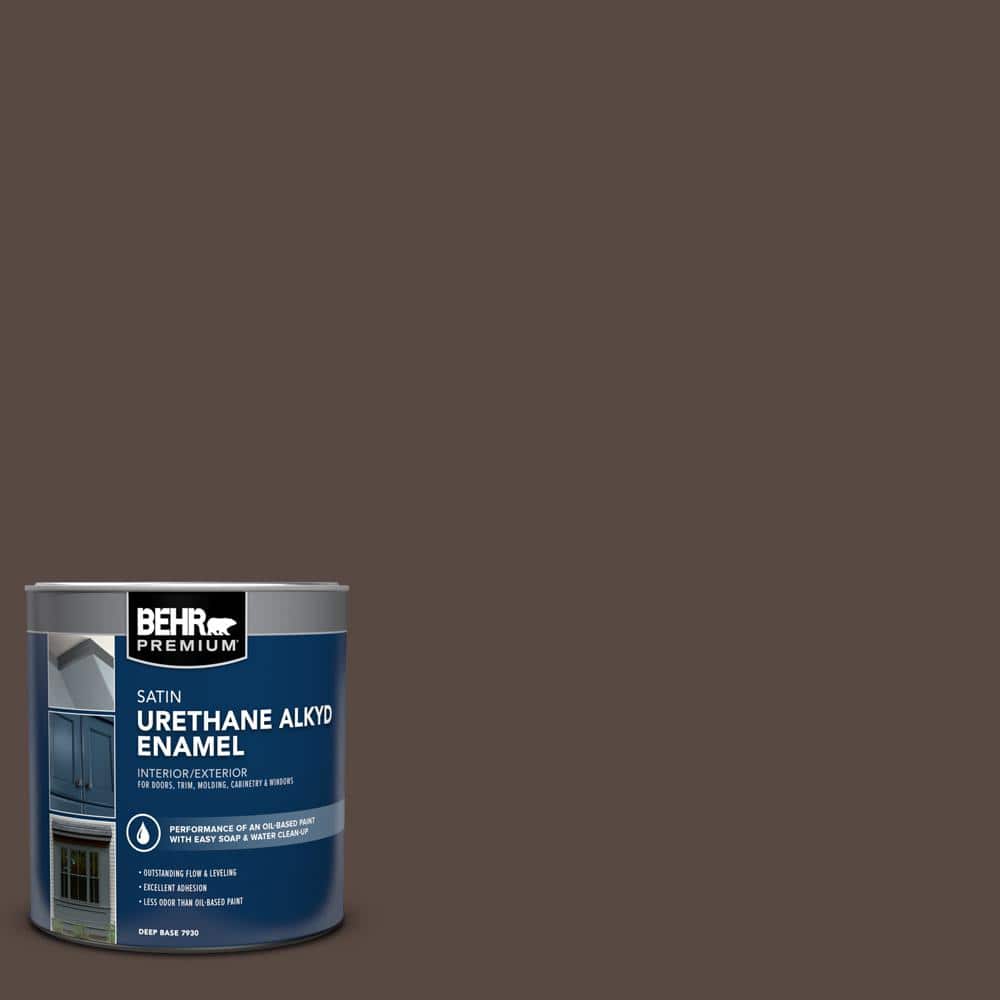 BEHR PREMIUM 1 qt. #780B-7 Bison Brown Satin Enamel Urethane Alkyd ...
