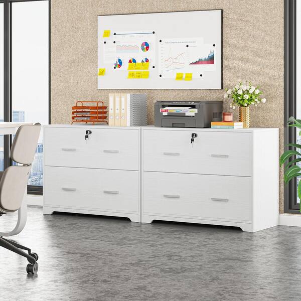 Tribesigns Frances 35 In White Wood 2 Drawer Lateral File Cabinet For ...