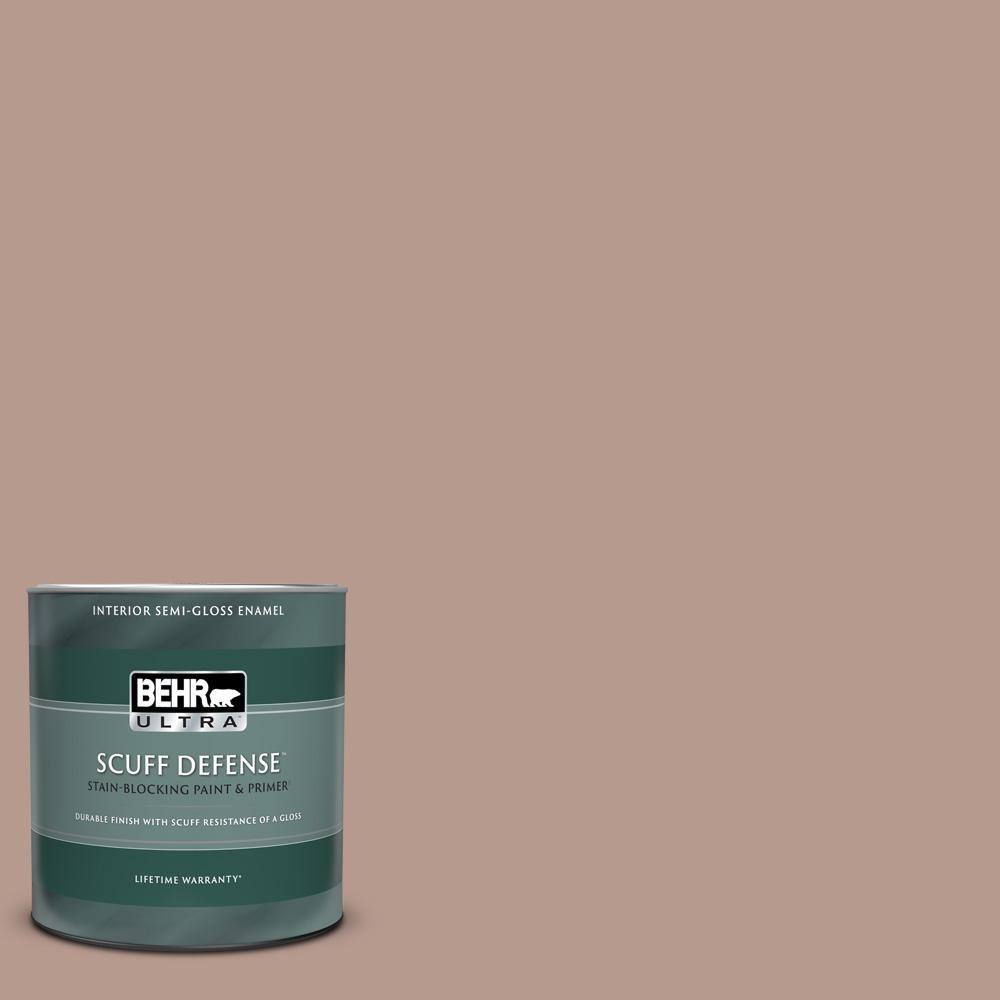 BEHR ULTRA 1 qt. #MQ1-55 Lite Cocoa Extra Durable Semi-Gloss Enamel ...