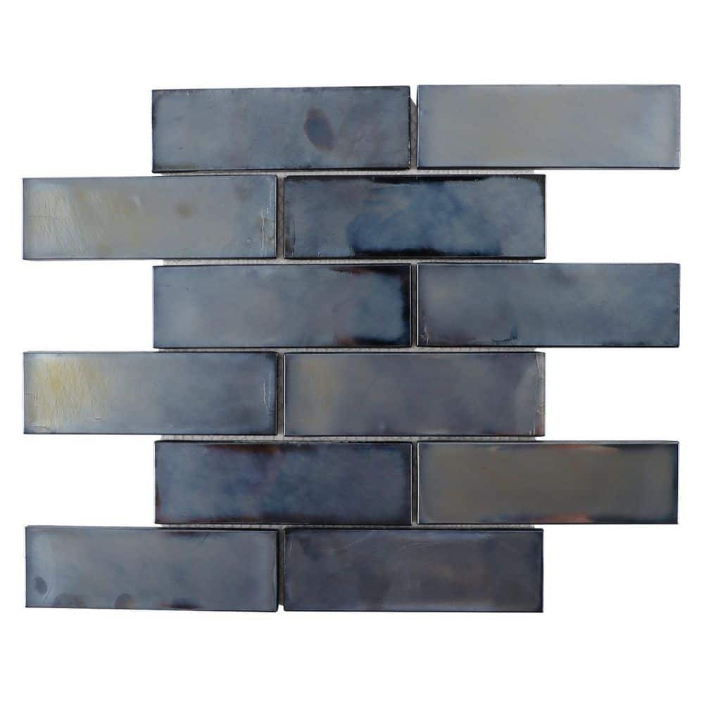 Ivy Hill Tile Glamor Iridescent Night Black 4 in. x 0.24 in. Polished ...
