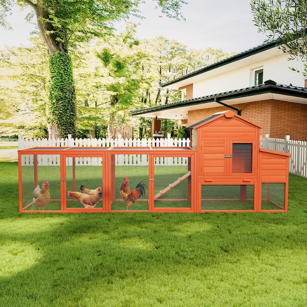 122 in. Large Wooden Chicken Coop, Outdoor Hen House with Nest Box ...