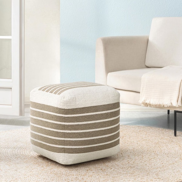 Anji Mountain Enfield Natural Polyester Upholstered Pouf AMBPF165-1818 ...